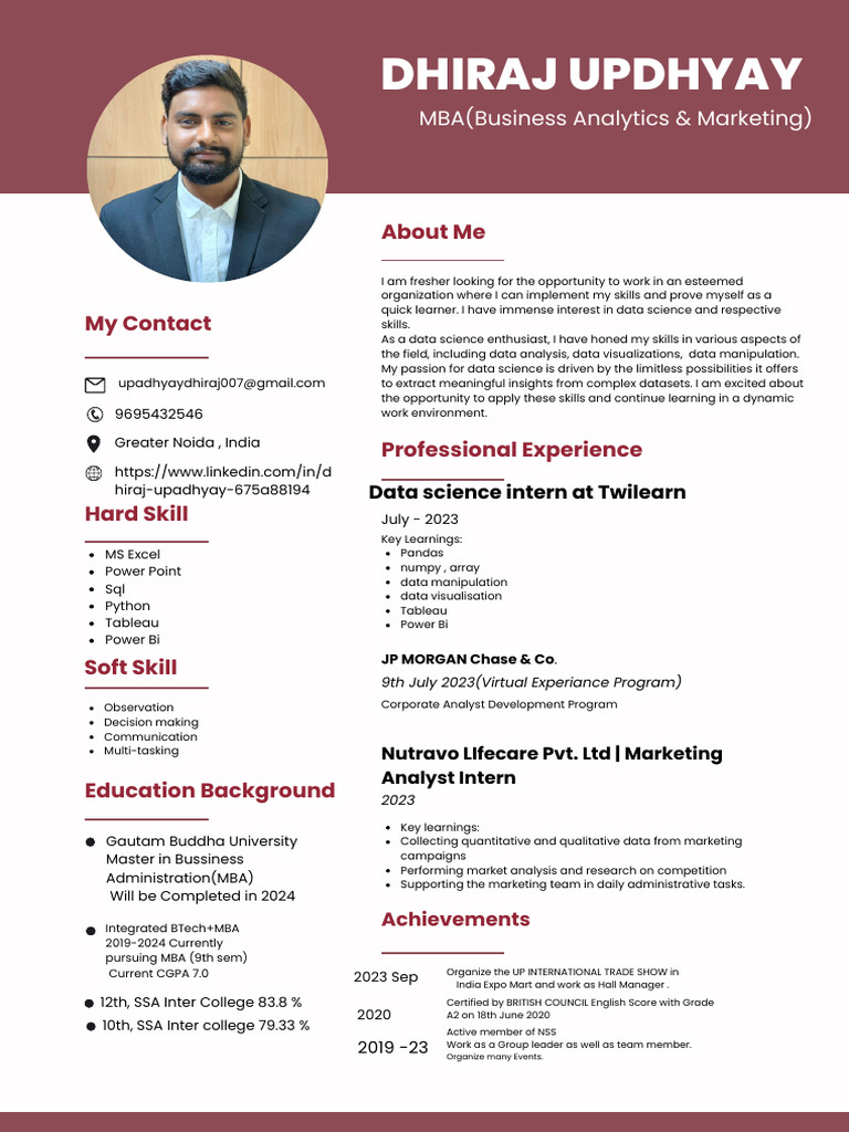 Dhiraj CV | PDF | Data | Data Science