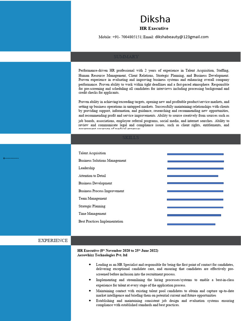 Diksha Resume | PDF | Recruitment | Human Resources
