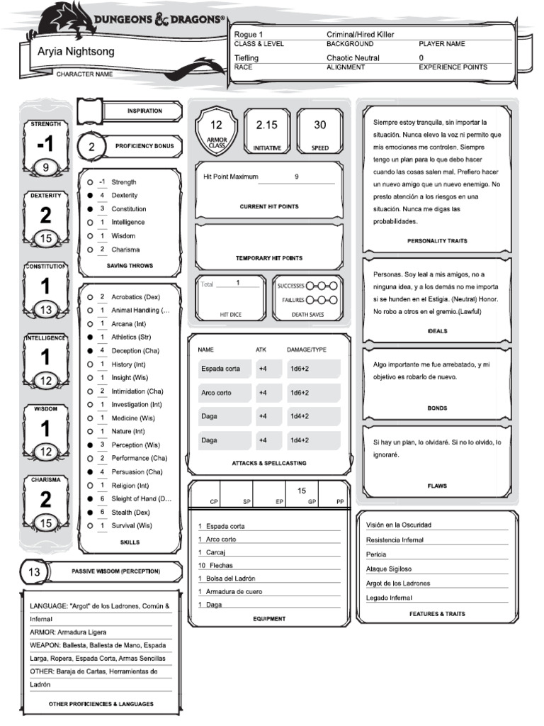 Character Sheet | PDF