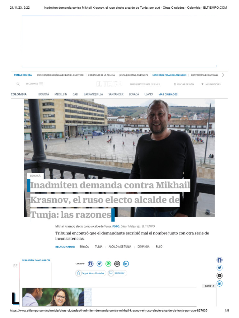 Inadmiten Demanda Contra Mikhail Krasnov, El Ruso Electo Alcalde de Tunja - Por Qué - Otras ...
