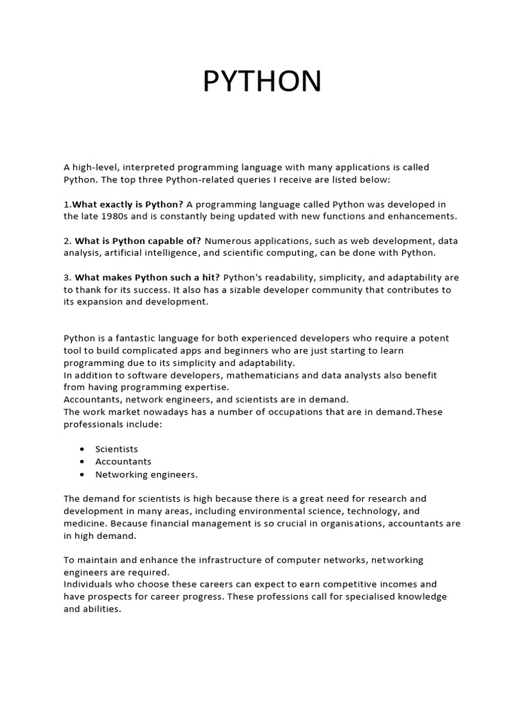 Python | PDF | Python (Programming Language) | Computer Programming Python | PDF | Python (Programming Language) | Computer Programming