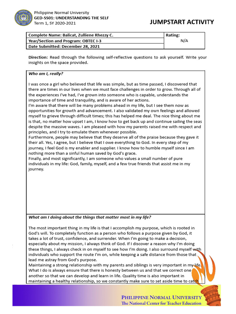 1-3 - BALICAT - UTS-Topic 6 - Jumpstart Activity Worksheet | PDF
