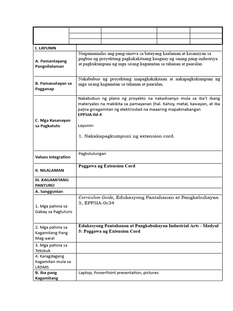 Epp Paggawa NG Extension Cord | PDF