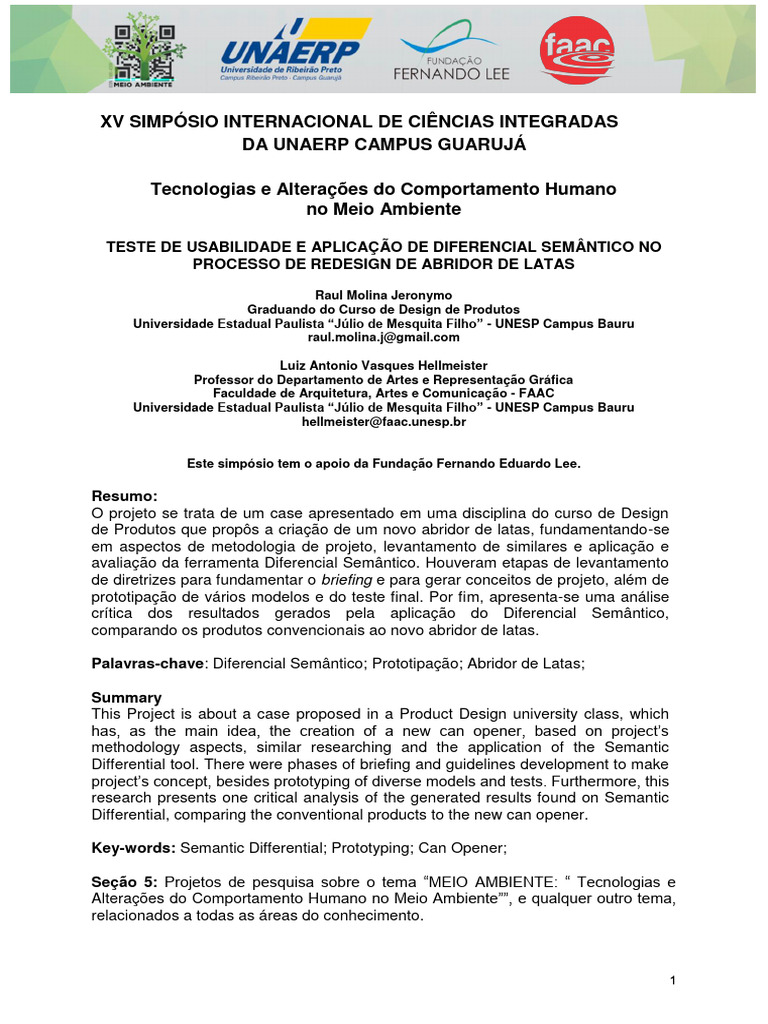 Teste de Usabilidade e Aplicação de Diferencial Semântico No Processo ...