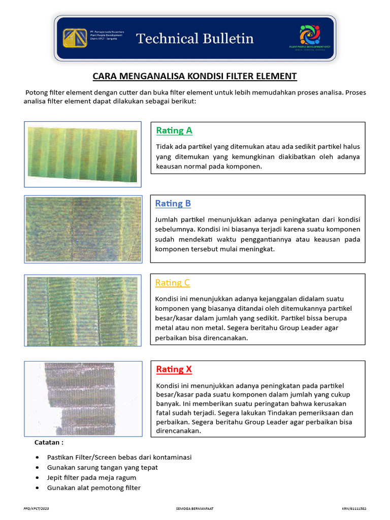 Cara Menganalisa Kondisi Filter Element | PDF