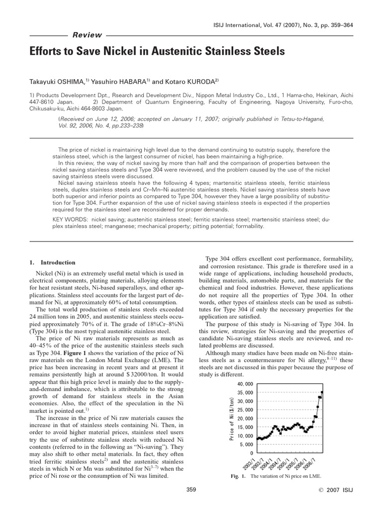 Strategies for Nickel-Saving in Steel | PDF | Stainless Steel | Steel