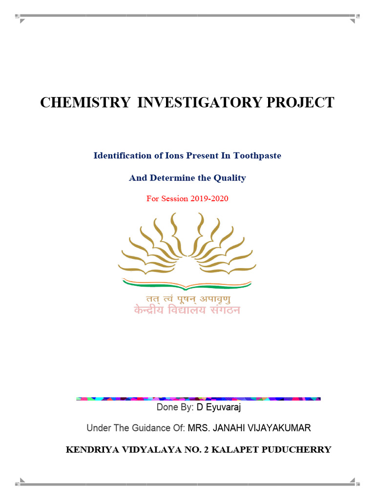 Chemistry Investigatory Project XII On Toothpaste Analysis | PDF ...