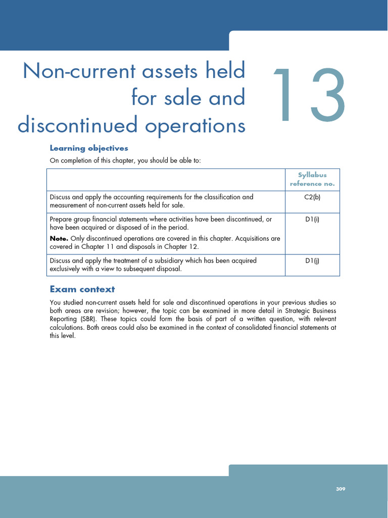 Non-Current Asset Held For Sale & Discontinued Operations WorkBook ...