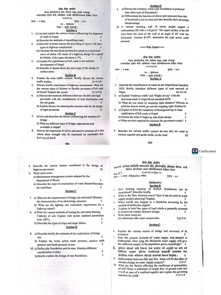 Subjective Question Collection Civil Engineer | PDF