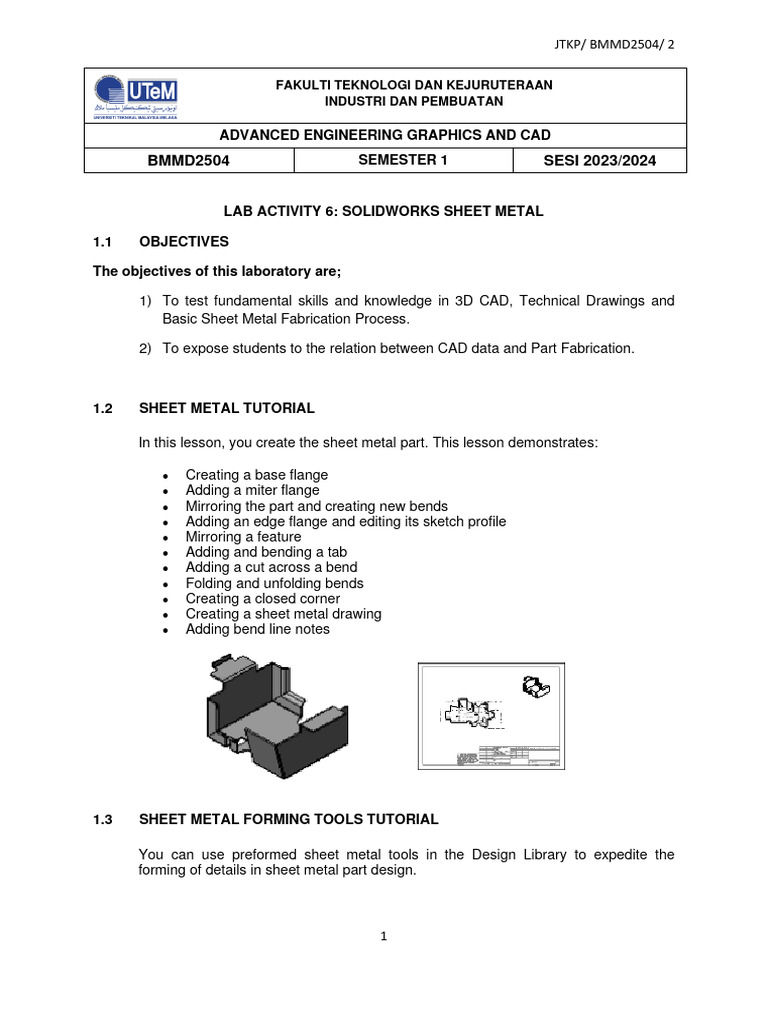 Bmmd2504 Sheetmetal 23 24 | PDF | Sheet Metal | Secondary Sector Of The Economy