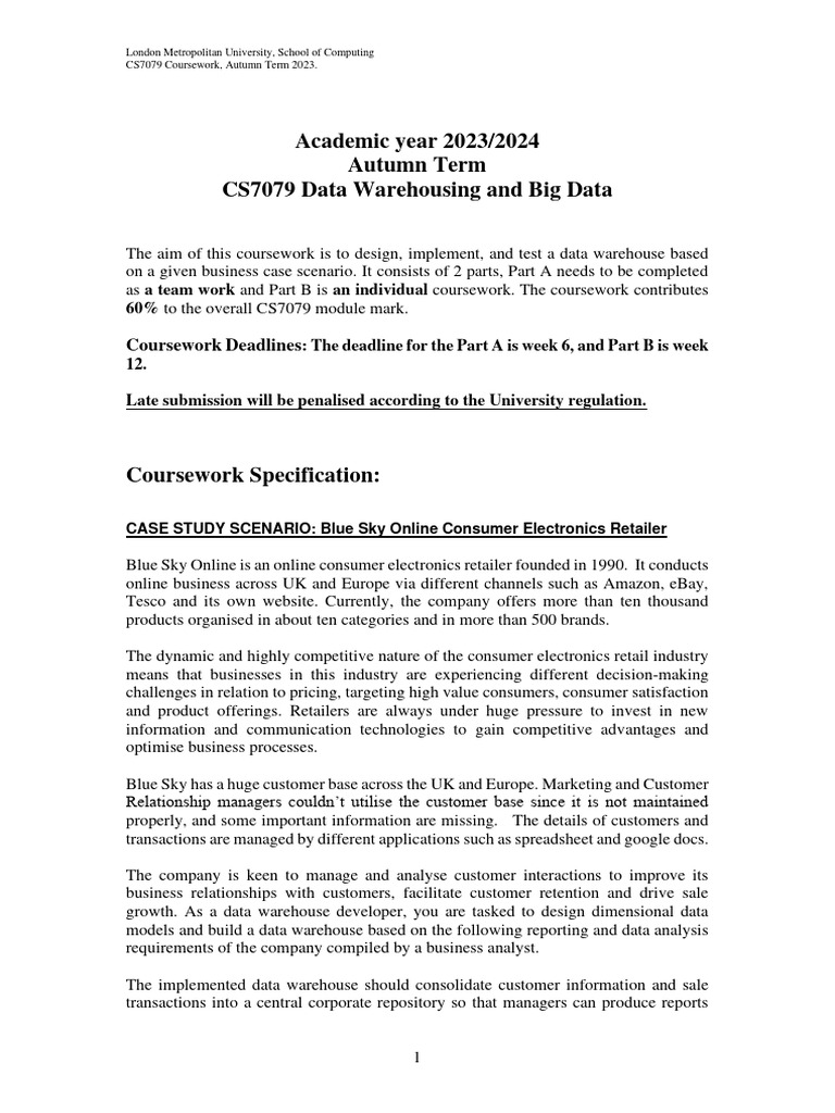 Coursework Requirements | PDF | Data Warehouse | Databases