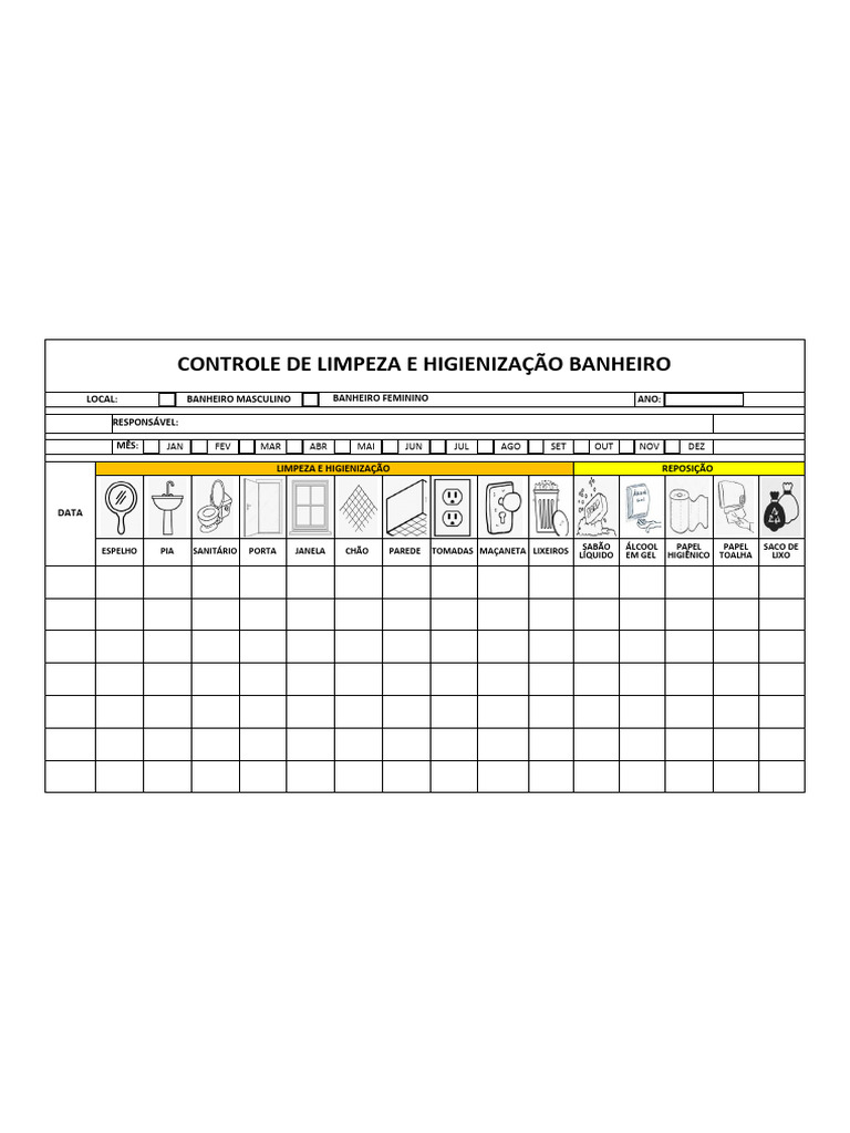 Controle de Limpeza Banheiro | PDF Controle de Limpeza Banheiro | PDF