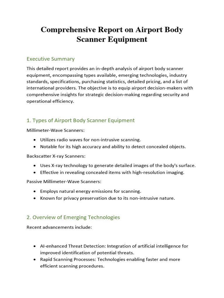 Report On Airport Body Scanner Equipment | Download Free PDF | Image ...