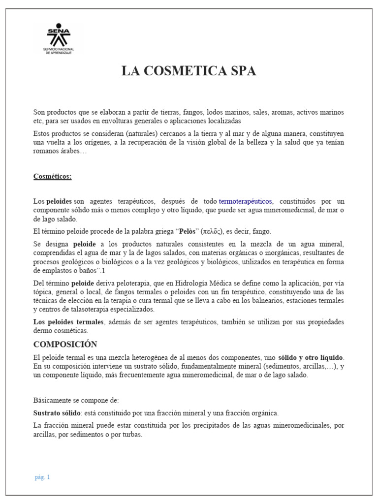Tipos de Peloides en Cosmética Spa | PDF | Ciencias fisicas | Materiales
