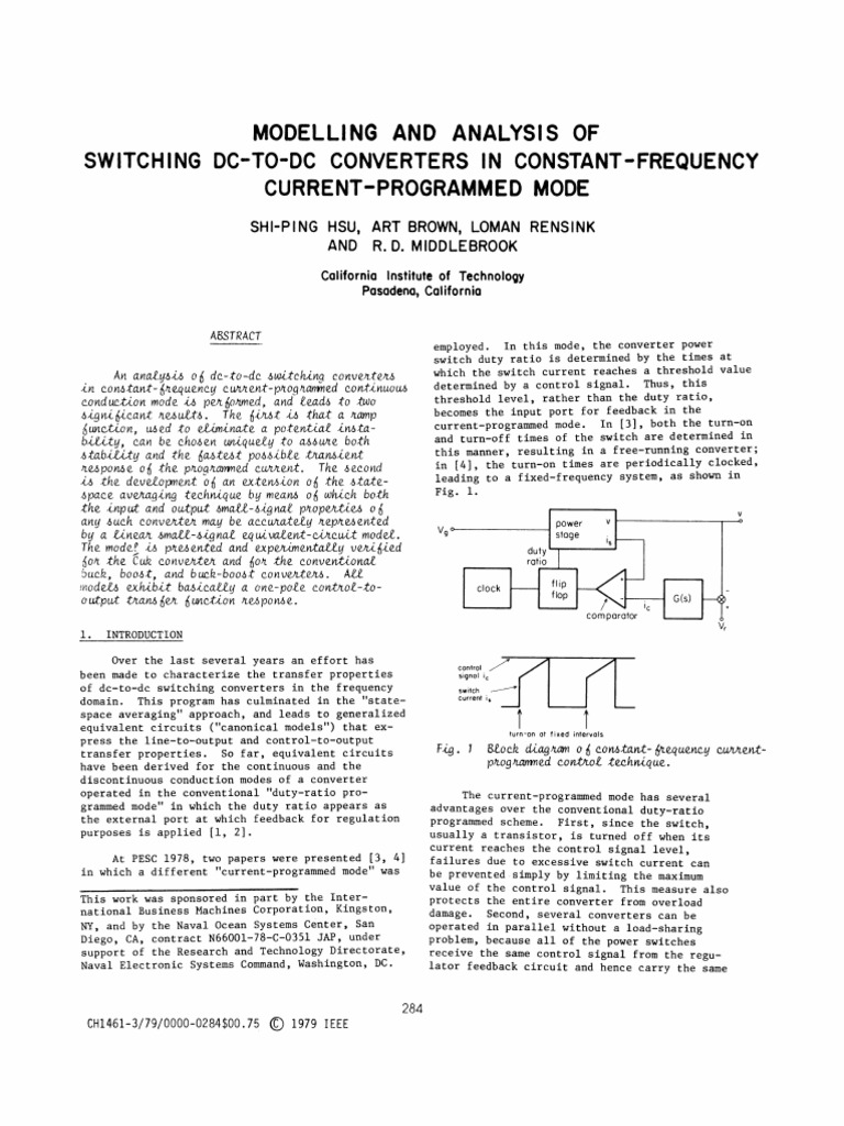 Modelling and Analysis of SWitching DC-to-DC Converters in Constant-Frequency Current-Programmed ...