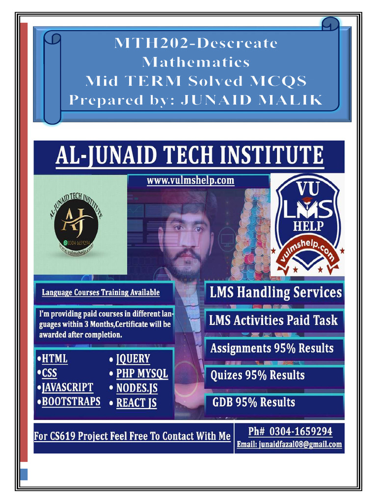 MTH202 MIDTERM SOLVED MCQS by JUNAID | PDF | Set (Mathematics) | Mathematical Objects