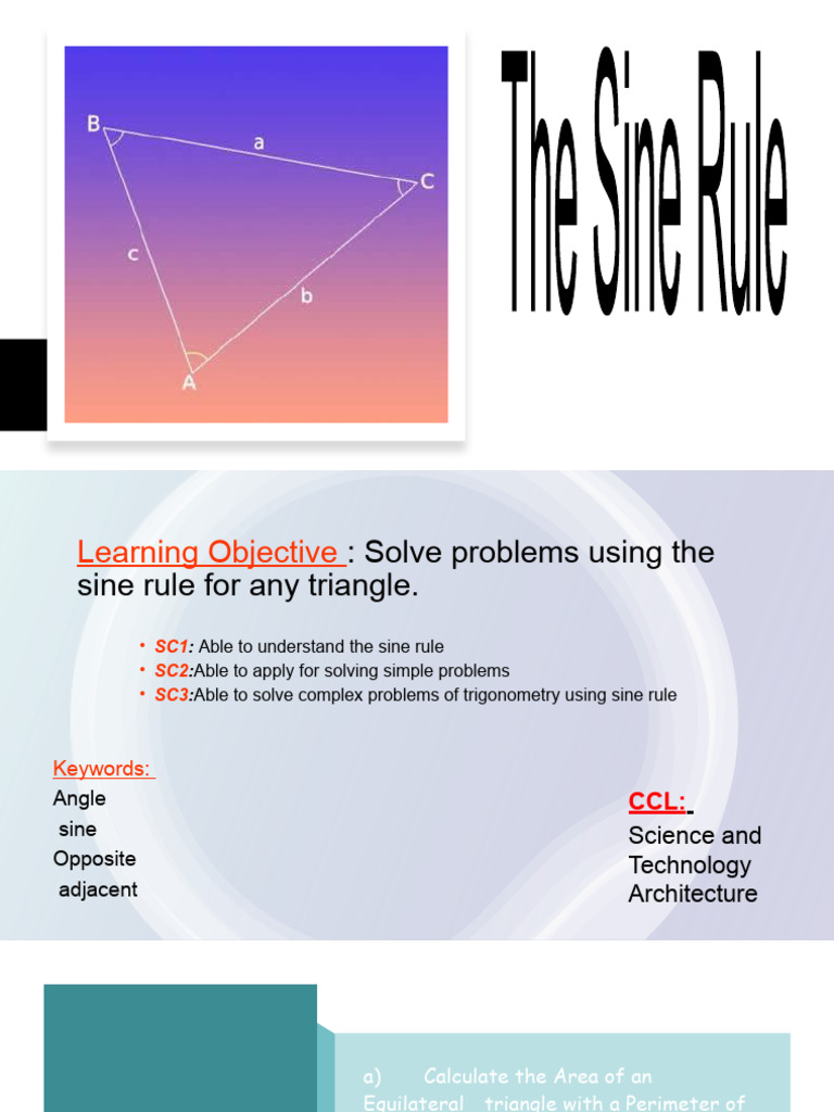 Lesson 3 The Sine Rule | PDF | Trigonometric Functions | Triangle