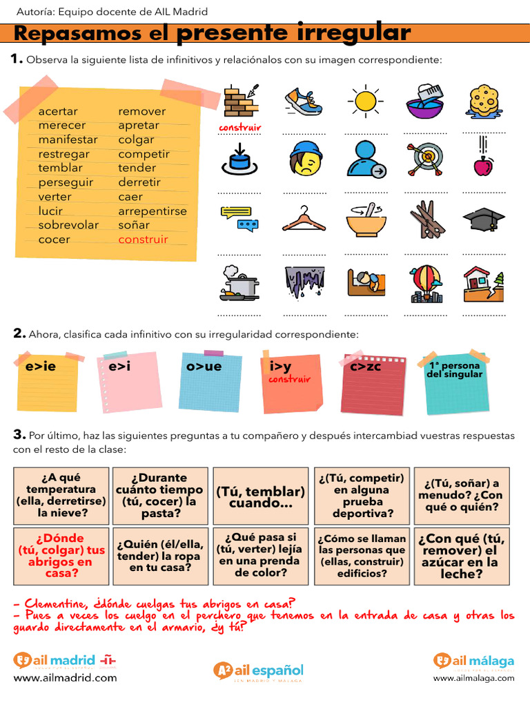 Ejercicio Espanol Ele Presente Irregular | PDF