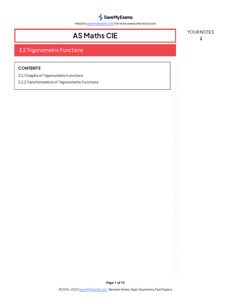 Trigonometric Equations Revision Notes | PDF | Trigonometric Functions ... Trigonometric Equations Revision Notes | PDF | Trigonometric Functions ...