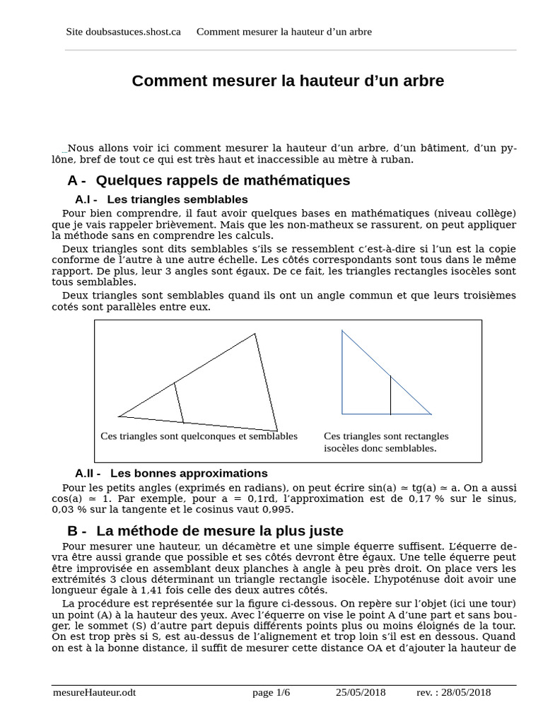 Mesure Hauteur | PDF | Fonction trigonométrique | Triangle