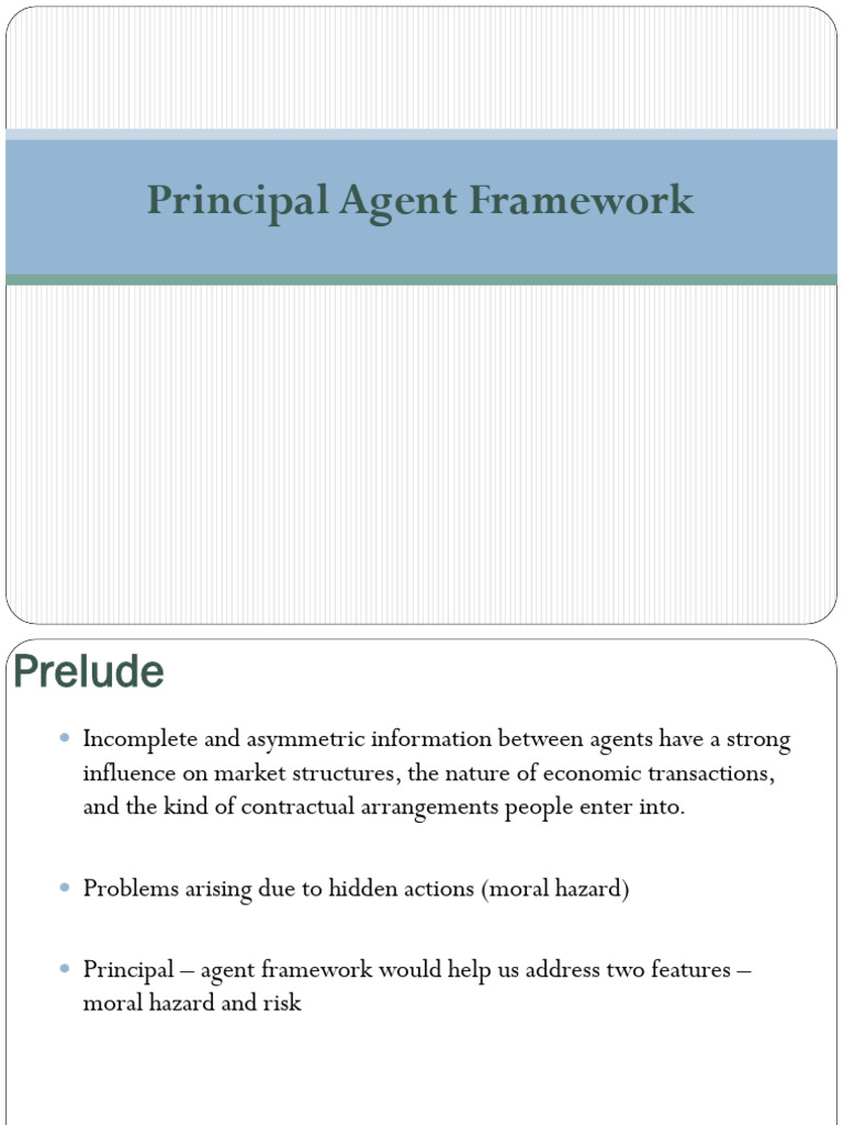 Principal Agent Framework Pdf Economies Economics
