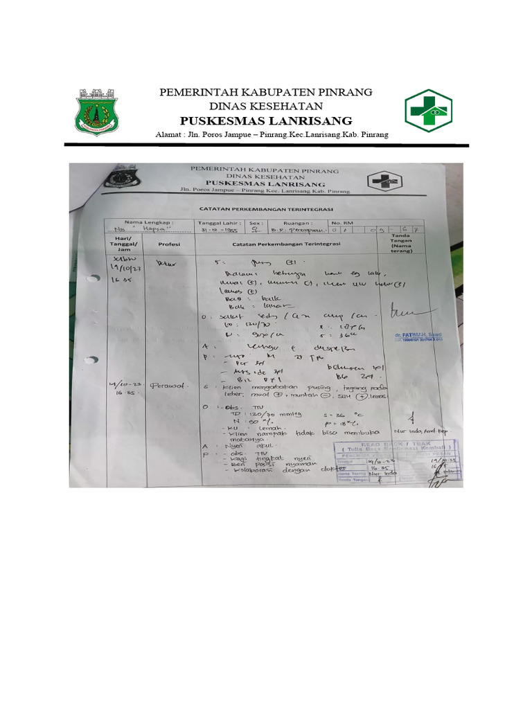 5.3.2.a BUKTI TBAK DAN SBAR DALAM REKAM MEDIS | PDF