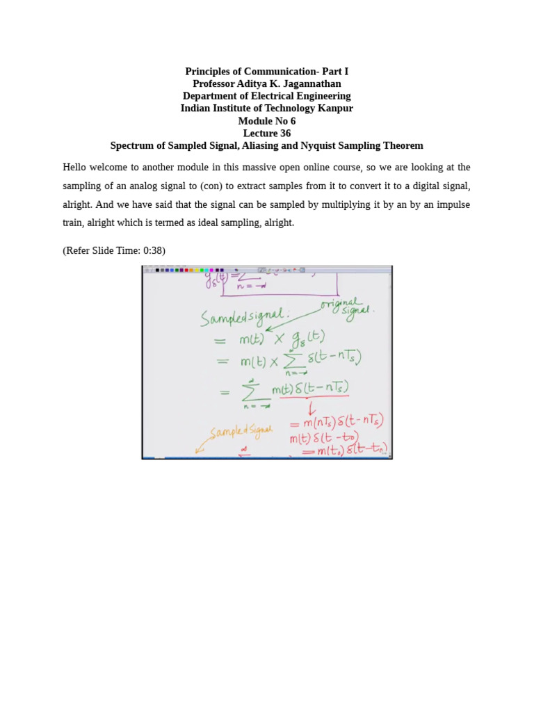 Lec 36 Pdf Convolution Sampling Signal Processing