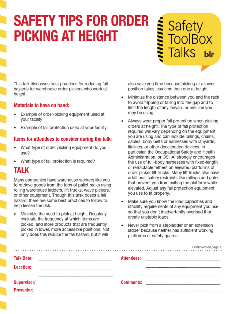 Safety Tips For Order Picking at Height: Materials To Have On Hand ...