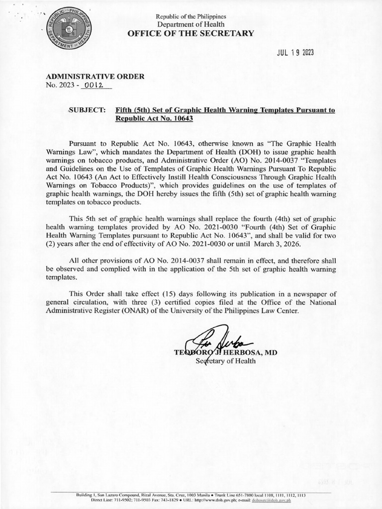 DOH AO No. 2023-0012 | PDF