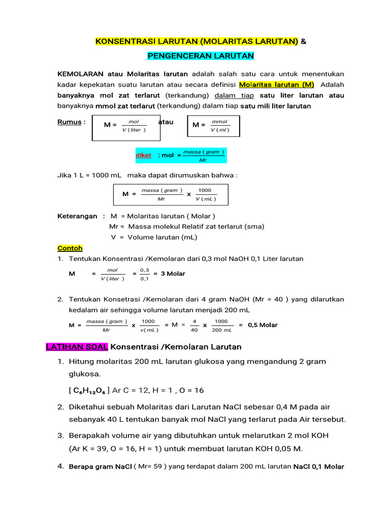 Konsentrasi Larutan | PDF