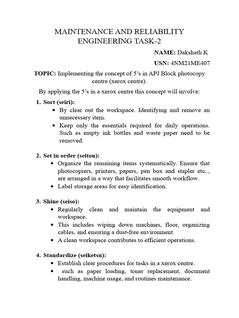 Maintenance and Reliability Engineering Task | PDF