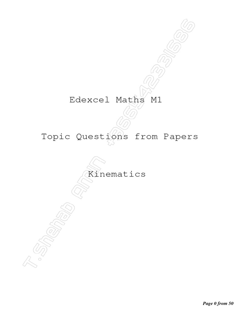 Edexcel M1 Kinematics Problem Set | PDF | Acceleration | Speed