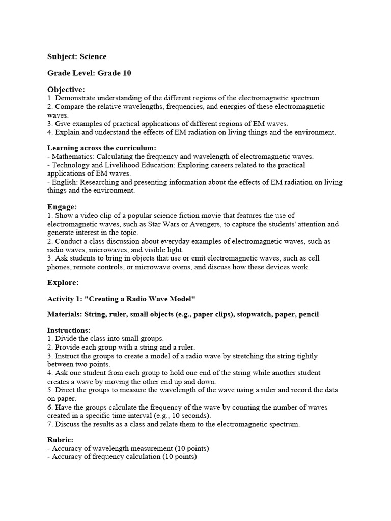 Lesson Plan | PDF | Electromagnetic Spectrum | Electromagnetic Radiation