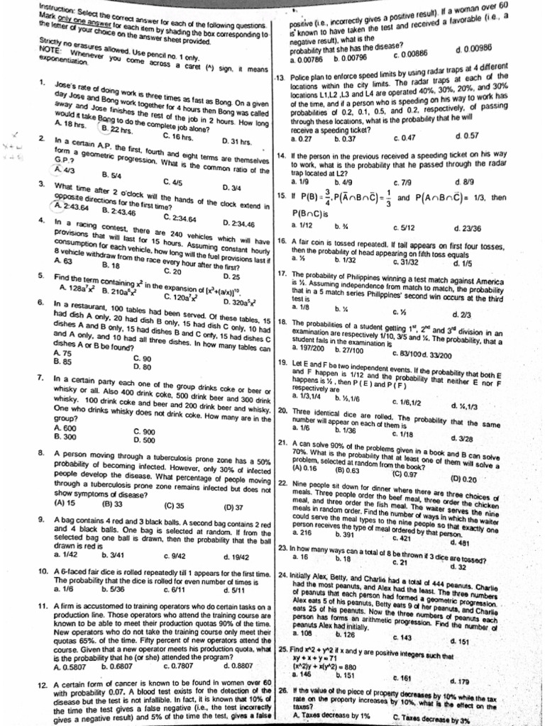Ece Math Sample Problem A. | PDF