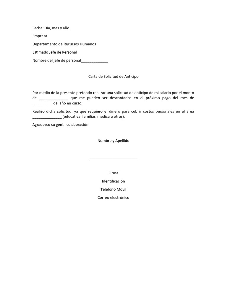 Solicitud de Anticipo de Sueldo | PDF