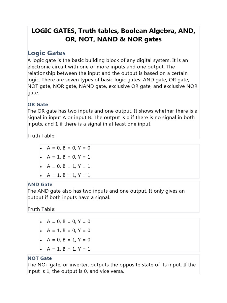 Logic Gates | PDF | Logic Gate | Logic