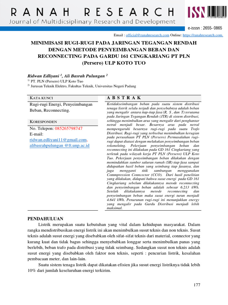 Minimisasi Rugi-Rugi Pada Jaringan Tegangan Rendah | PDF