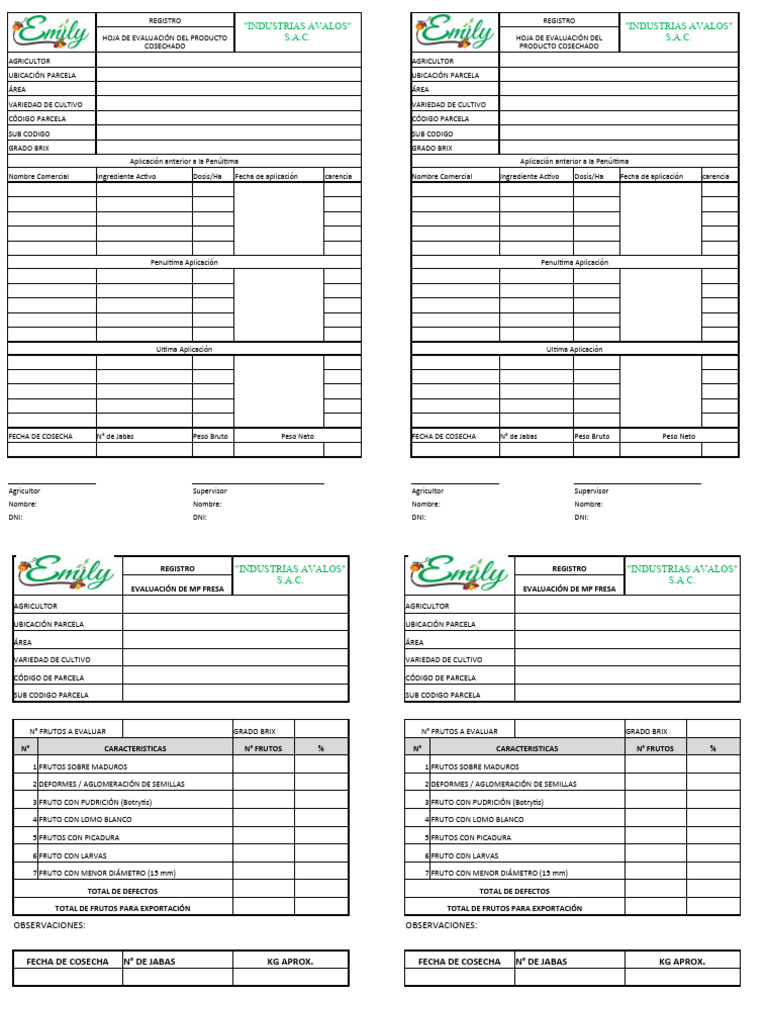 Formatos Acopio de Fresa | PDF | fresa | Comida y bebida
