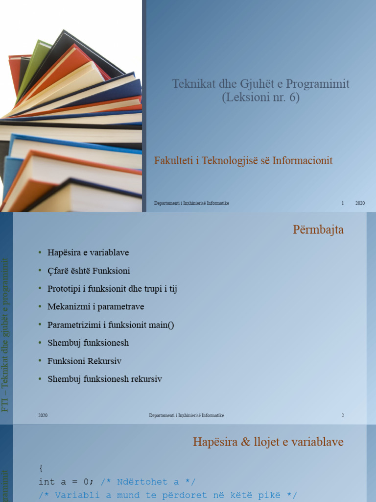 Teknikat Dhe Gjuhët e Programimit - l6 | PDF