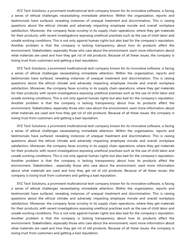 XYZ Tech Solutions | PDF | Reputation | Employment