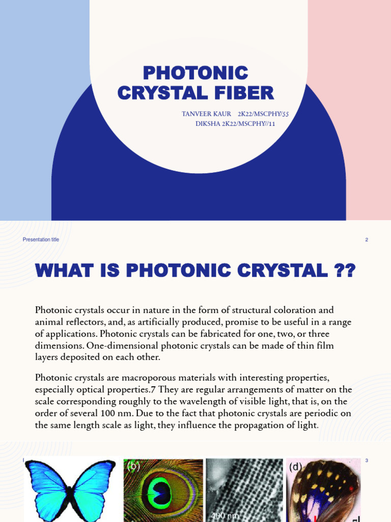 Photonic Crystal Fiber: Tanveer Kaur 2K22/Mscphy/55 DIKSHA 2K22/MSCPHY ...