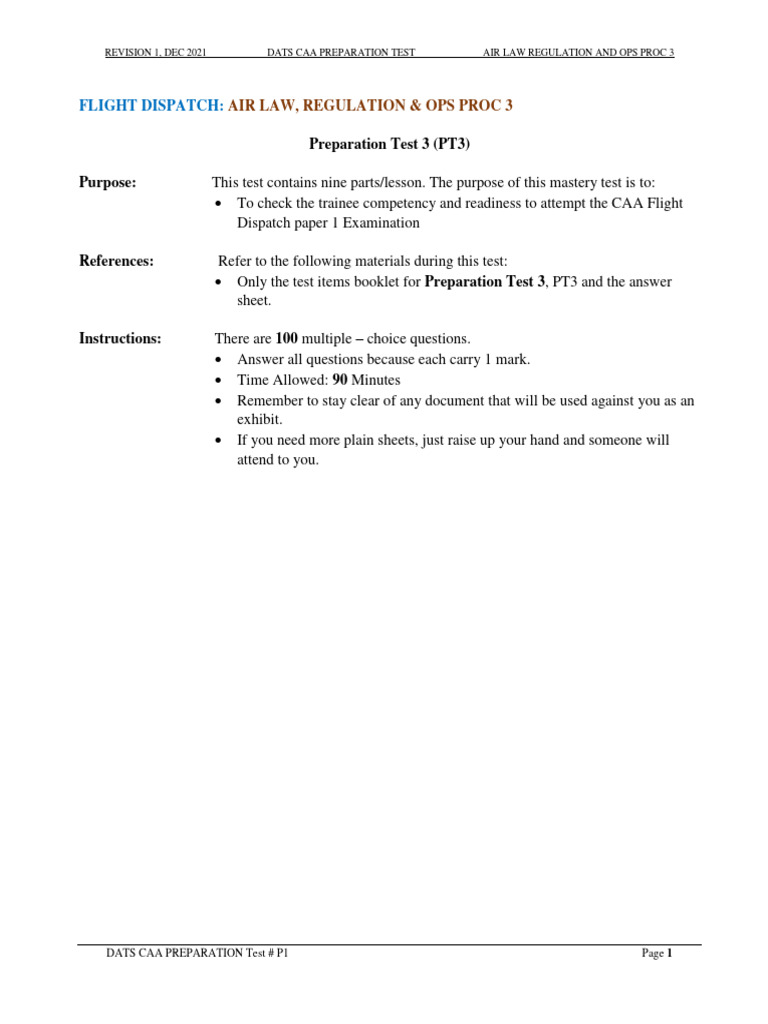 3-Air Law Regulations and Ops Proc 3 With Ans | PDF | Instrument Flight ...