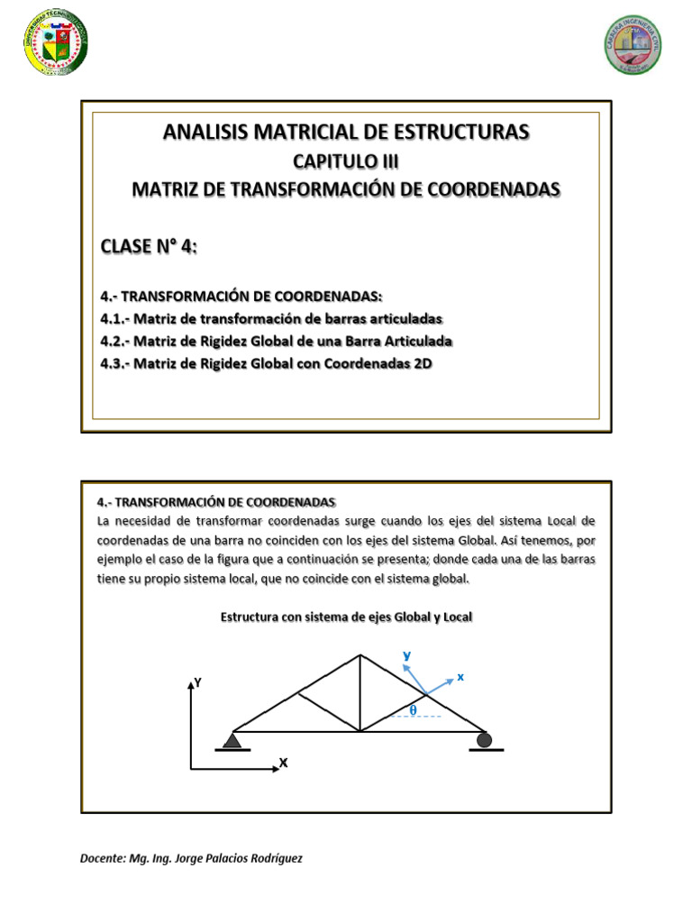 4.-) Clase #4. - Matriz de Transformación de Coordenadas | PDF | Matriz (Matemáticas) | Sistema ...