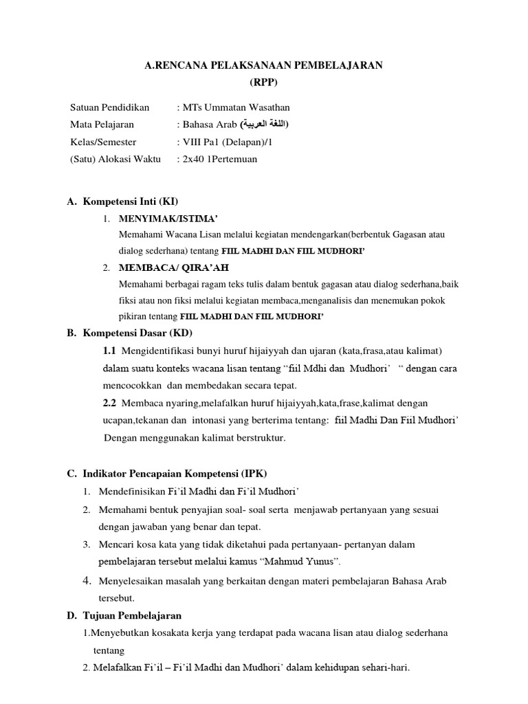 RPP PPL Muhammad Arfandi Selama 6 Pertemuan | PDF