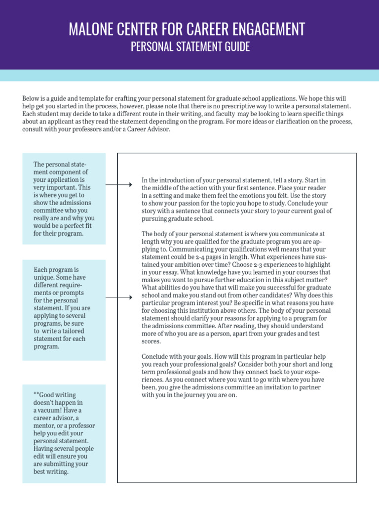 Personal Statement Guide | PDF | Experience | Cognition