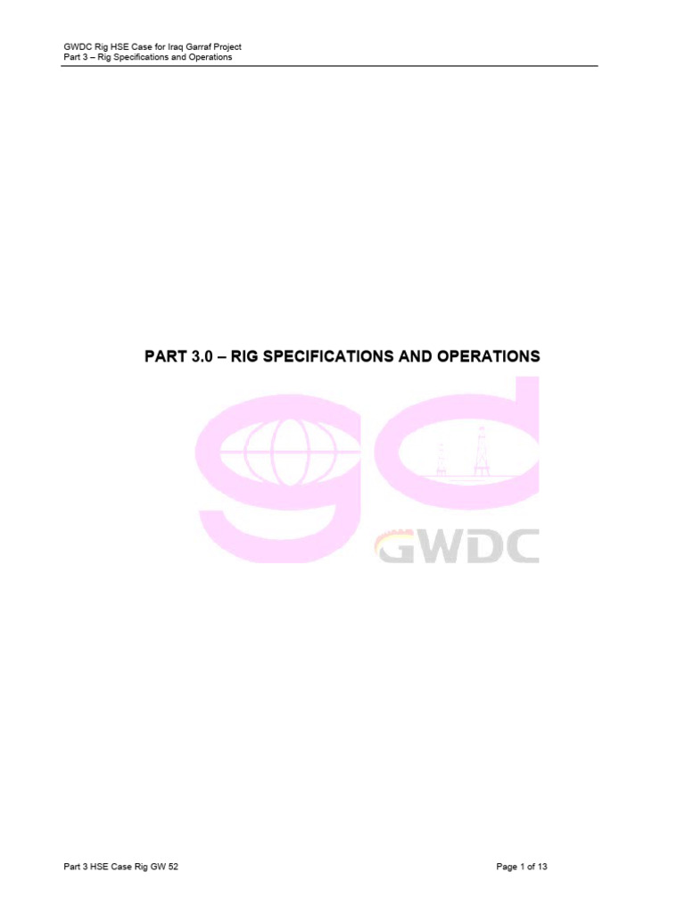 Part 3 Rig Specifications and Operations | PDF | Drilling Rig | Environmental Remediation