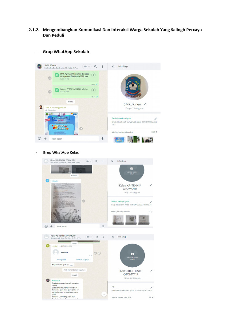 Mengembangkan Komunikasi Dan Interaksi Warga Sekolah Yang Salingh Percaya Dan Peduli | PDF