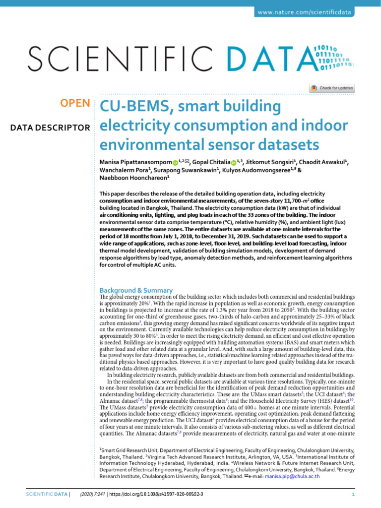 CU-BEMS, Smart Building Electricity Consumption and Indoor ...