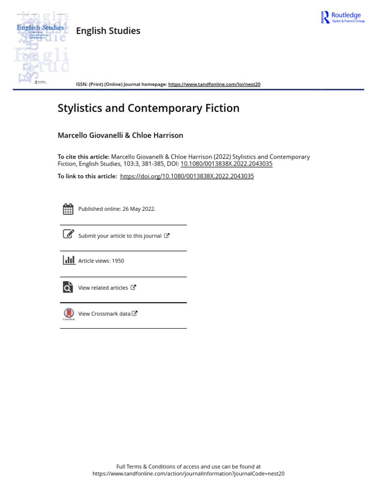 Stylistics and Contemporary Fiction | PDF | Linguistics | English Studies