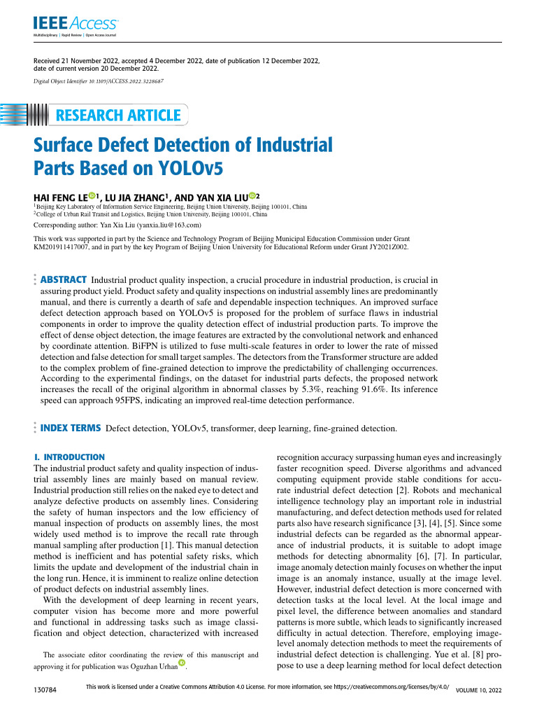 Surface Defect Detection of Industrial Parts Based | PDF | Deep ...